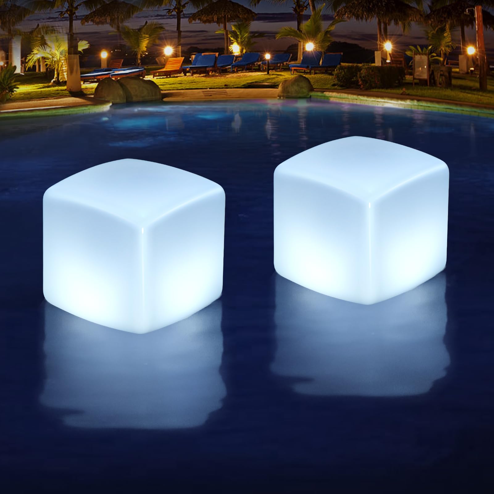 Snapklik.com : Solar Floating Pool Lights, Color Changing 5.6 Inch Cube ...