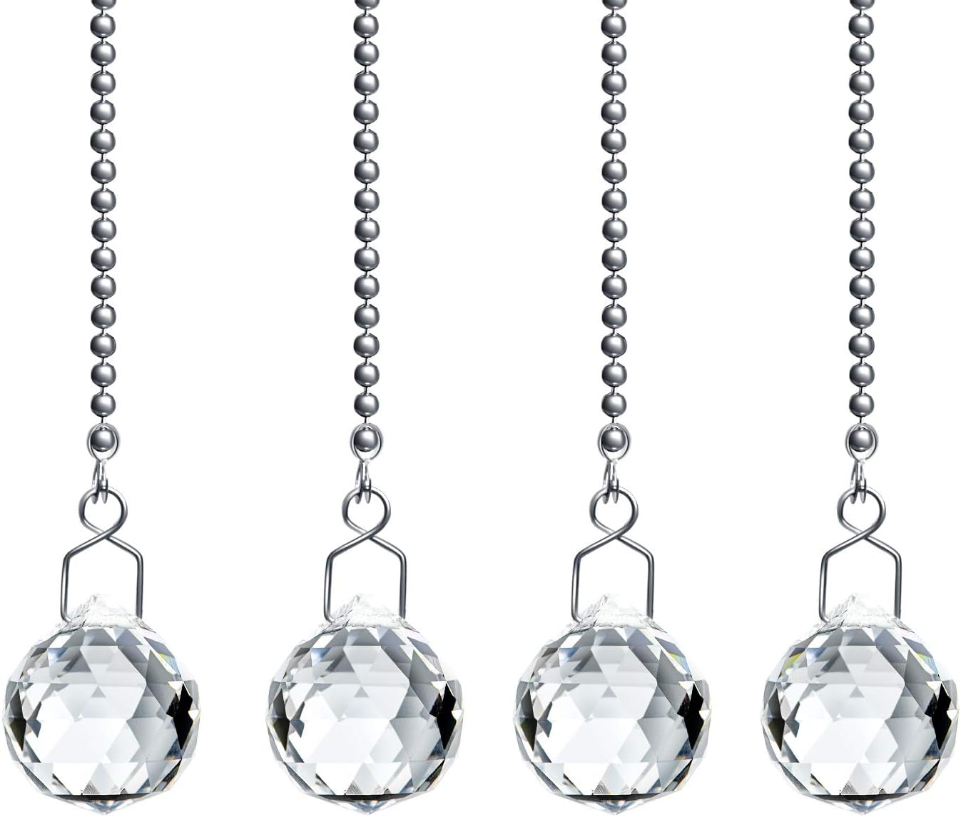 Gusnilo Crystal Ceiling Fan Pull Chain Clear Crystal Ball Crystal Fan ...