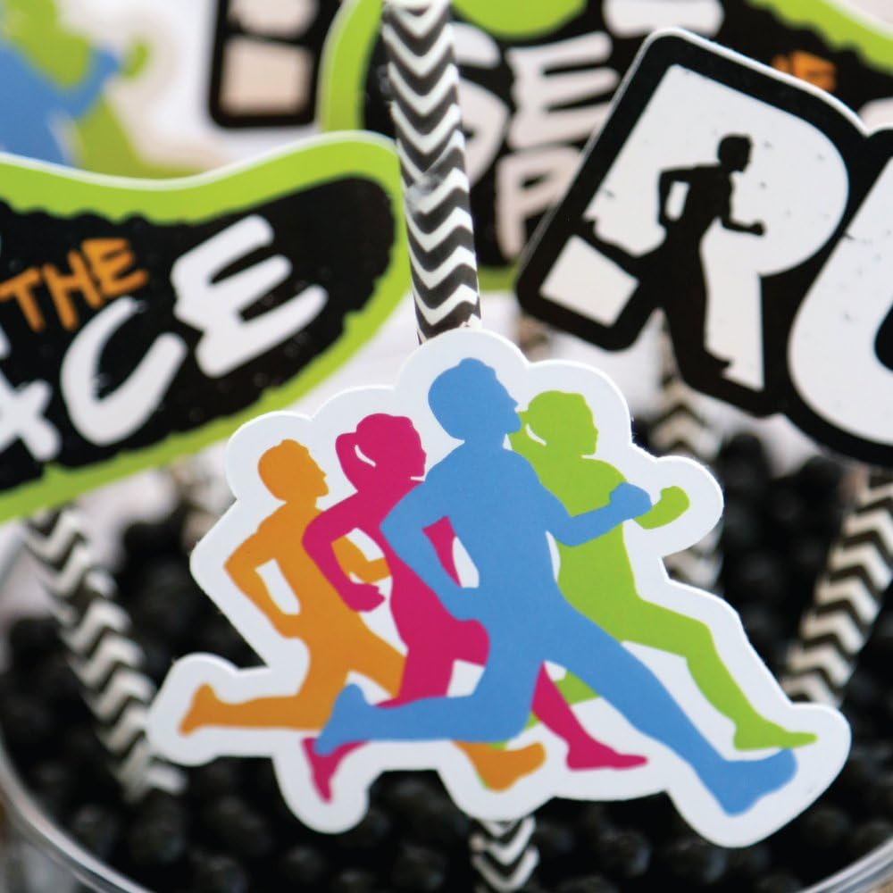 Big Dot of Happiness Set The Pace – Pajitas decorativas a rayas para ...