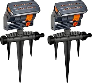 Pack of 2 Square Sprinklers 16 Holes with Ground Needle 90 m² Lawn ...