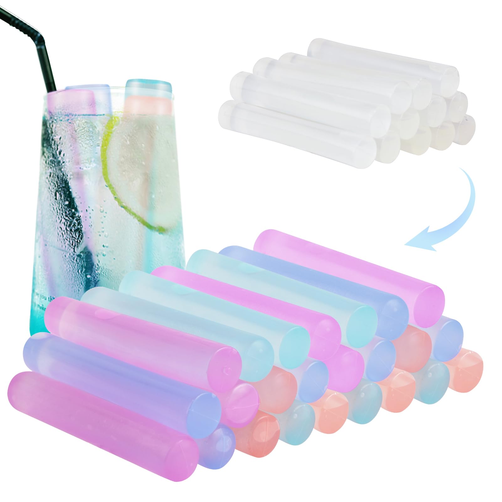 Amazon.com: 24 Pack Reusable Ice Cubes for Drinks, Quick Freeze Water ...