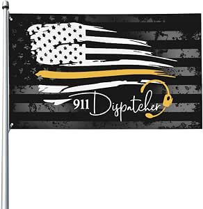 Amazon.com : Number 911 Dispatcher Thin Gold Yellow Line Dispatch ...