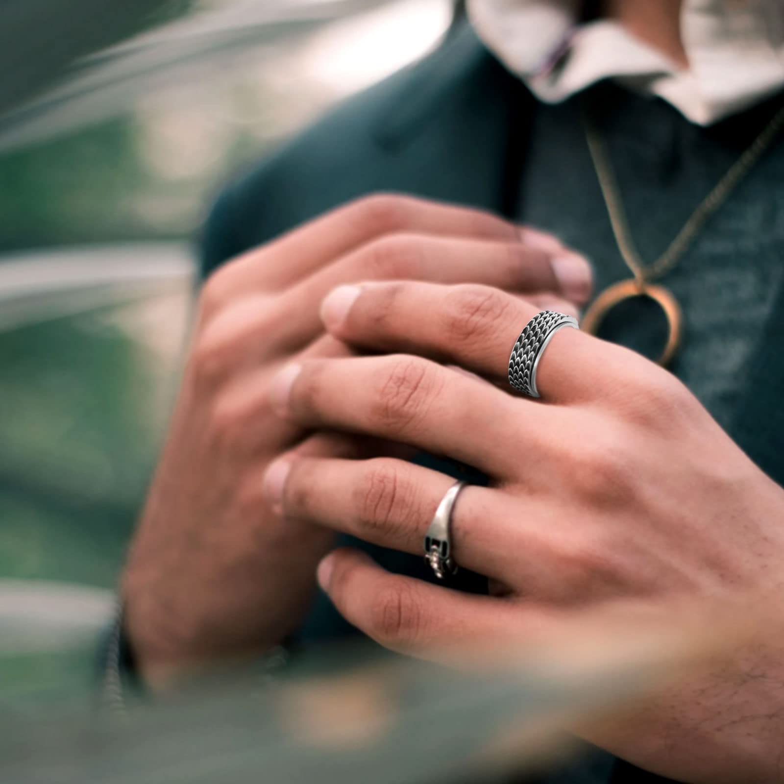 Snapklik.com : Dragon Scale Anxiety Ring For Men Cool Stainless Steel ...