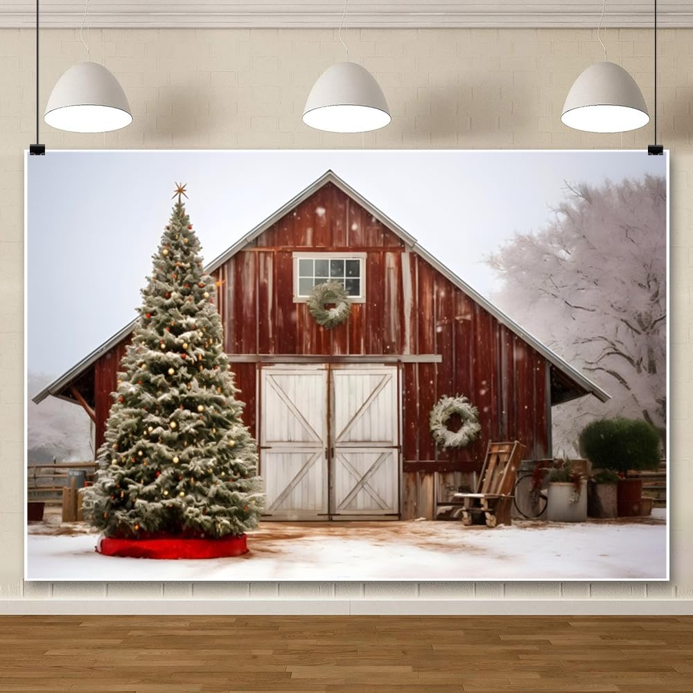 Amazon.com : ChloropLastid 5x3ft Christmas Barn Backdrop Christmas ...