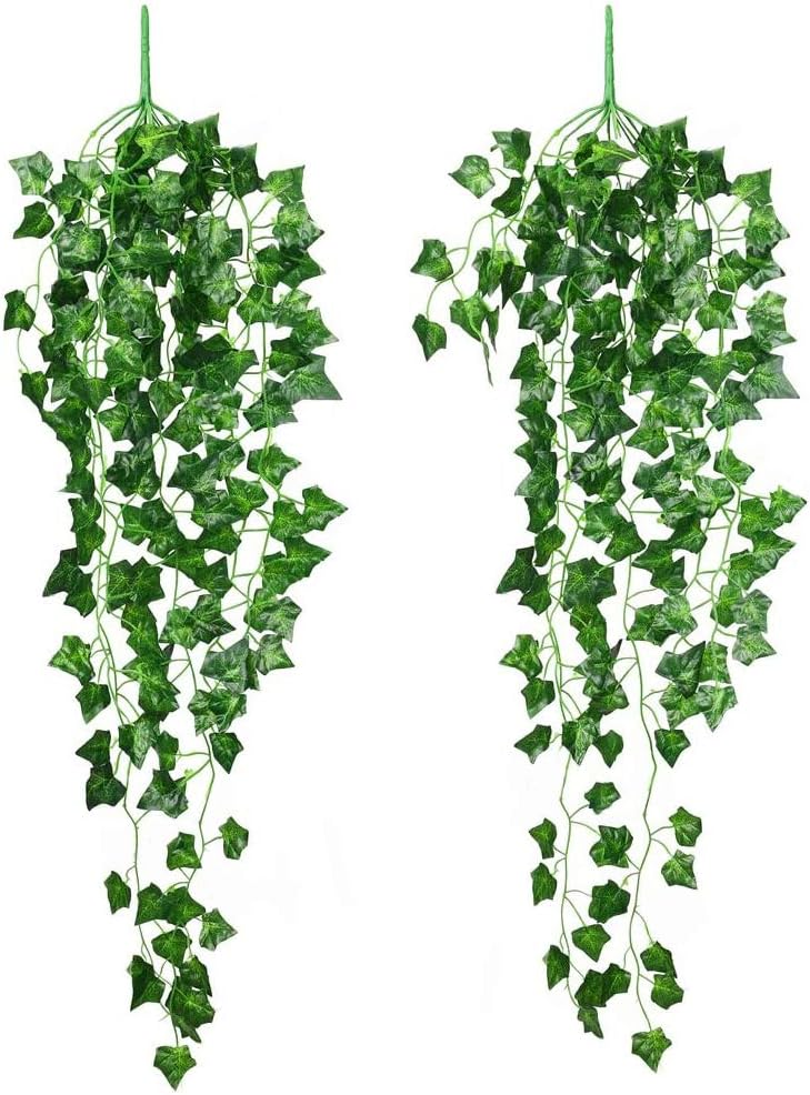 SMALUCK Artificial Hanging Vines Plants 2 Packs Plastic Fake Trailing ...