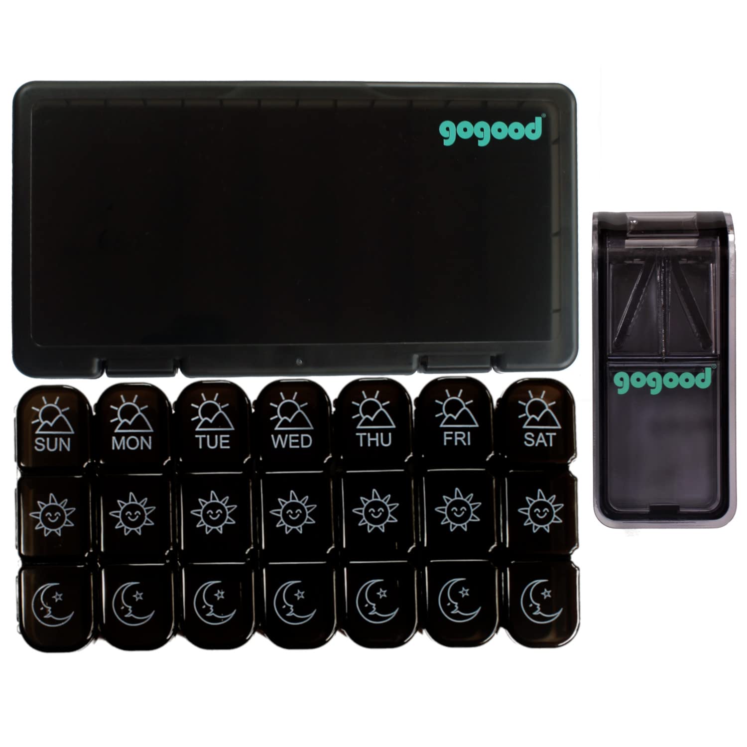 GOGOOD® Weekly Medicine Box Pill Organizer with Pill Cutter - 7 Days 3 ...