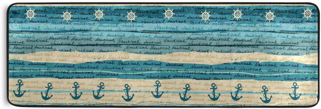 Amazon.com: Retro Nautical Anchors Navy Kitchen Rugs Non-Slip Soft ...