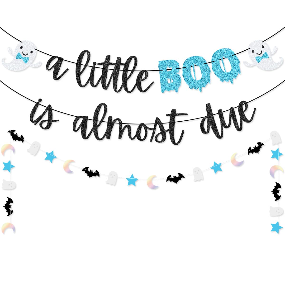 Amazon.com: Blue Black A Little Boo is Almost Due Banner Garland for ...