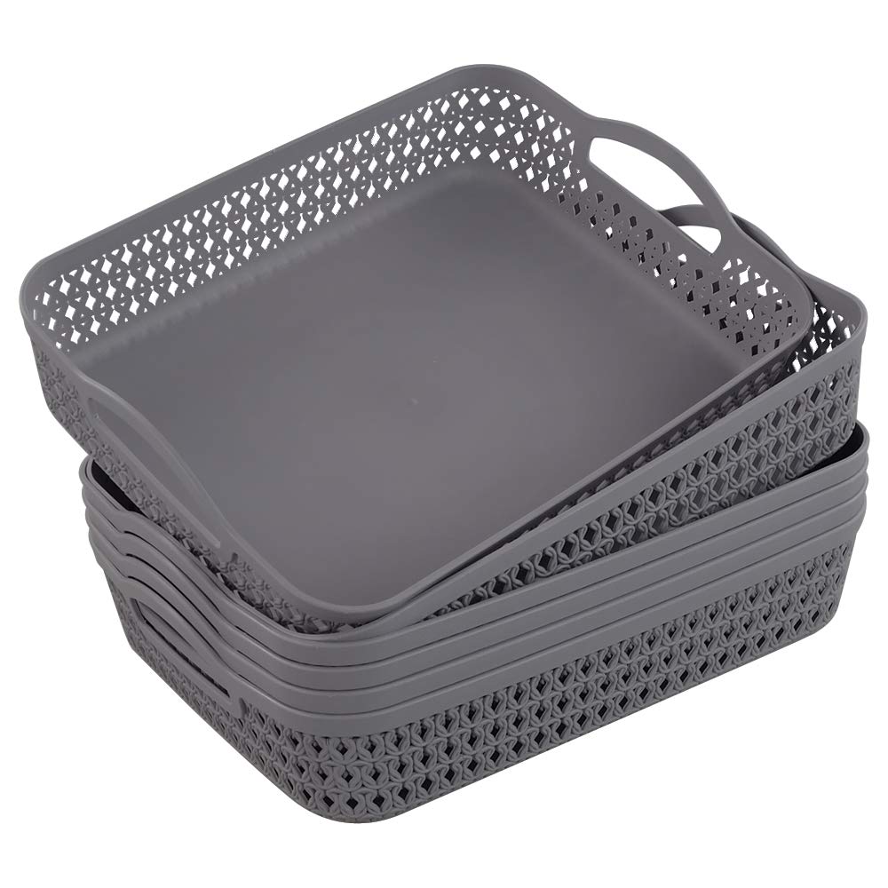 Dynko A4 Size Shallow Storage Trays, Plastic Basket Trays Set of 6 ...