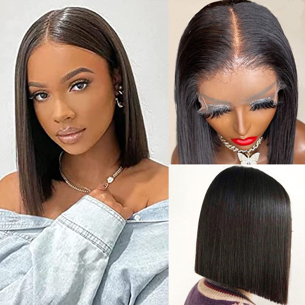 Amazon.com : MY SHINY WIGS 5x5 Real HD Lace Closure Bob Wig Invisible ...
