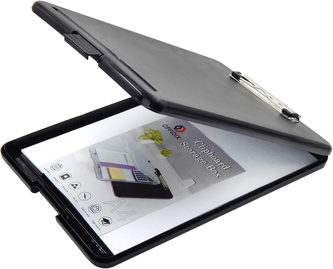 OFFIDIX Clipboard Storage Box,Black Plastic Paper Clipboard Paper ...
