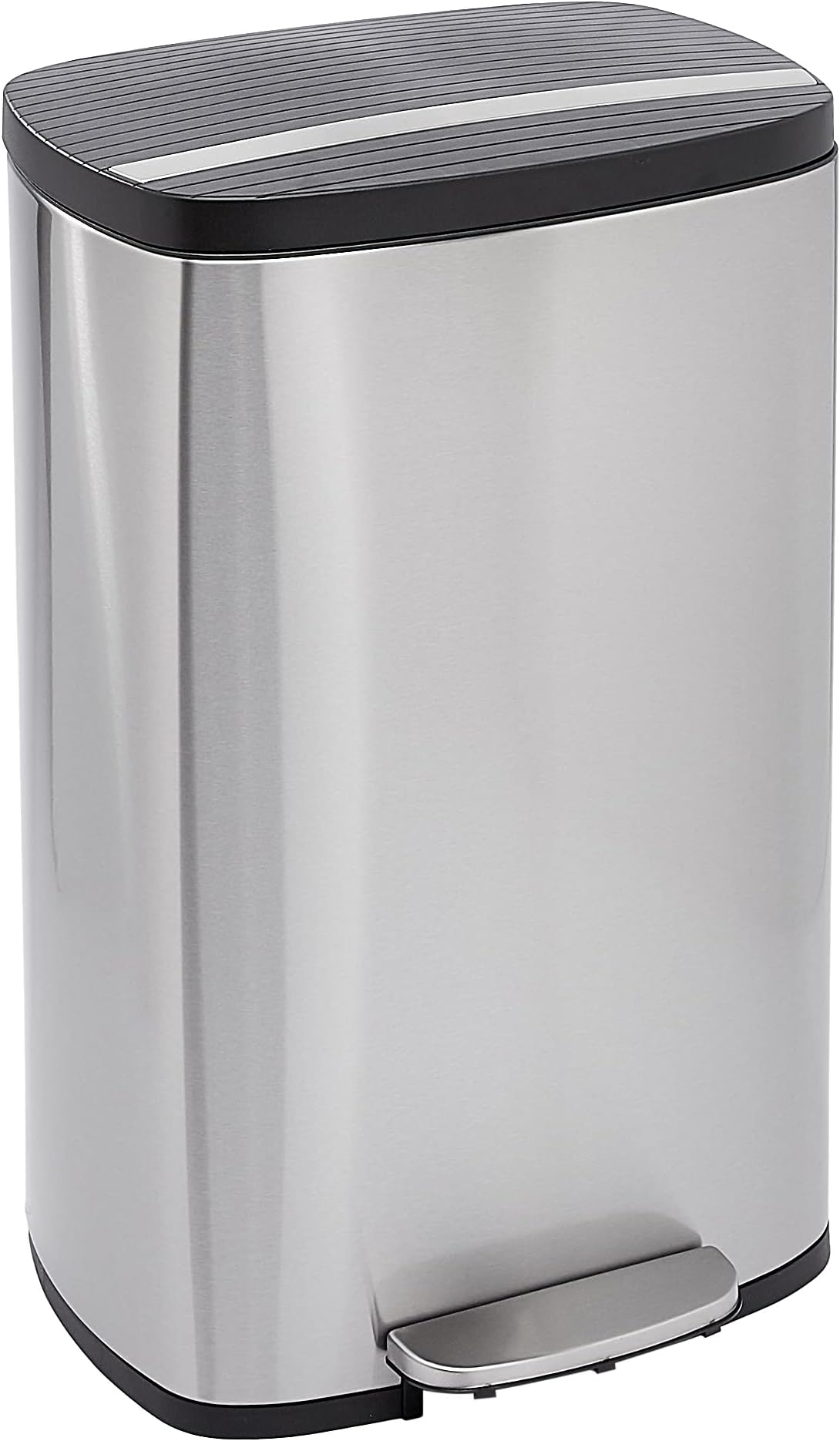 Amazon Basics Stainless Steel, Recycle Rectangular Dustbin with Two ...