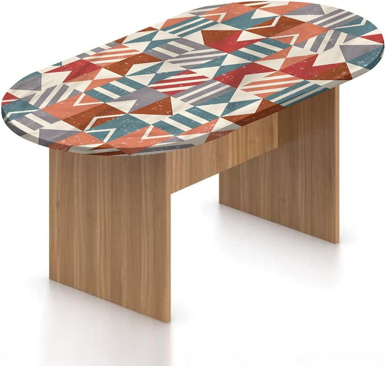 Amazon.com: Oval Table Cover Fitted,Abstract Elastic Edged Polyester ...