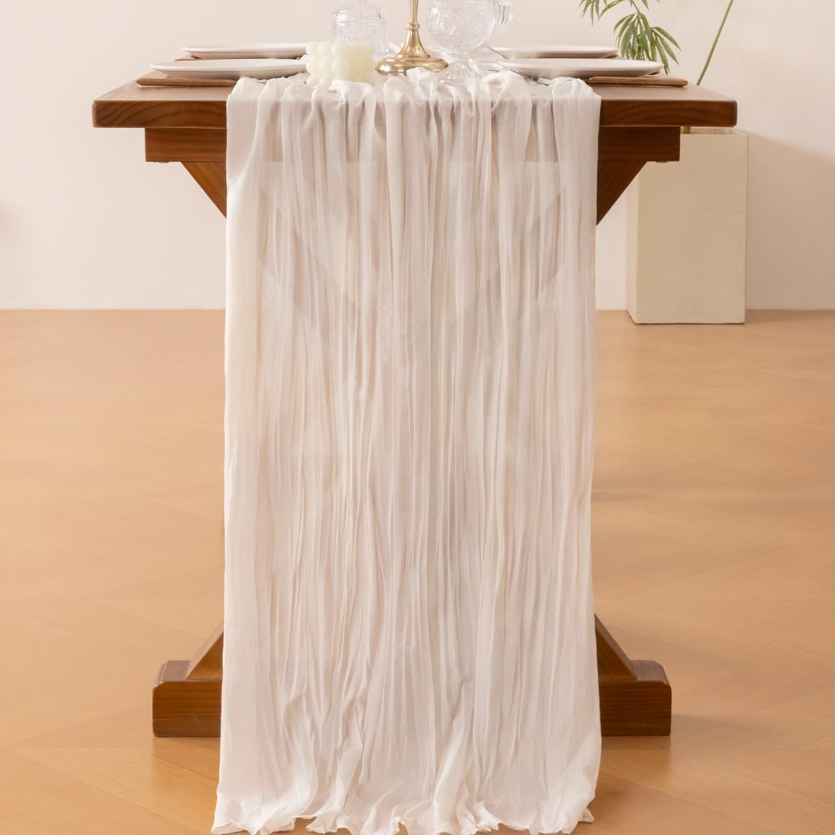 Amazon.com: Socomi Ivory White Table Runner Spring Easter Cheesecloth ...