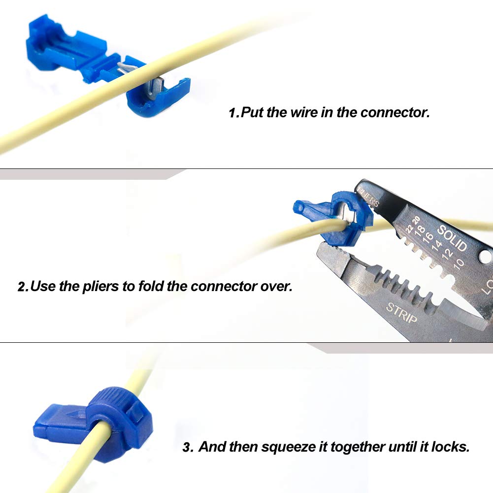 Snapklik.com : T-tap Wire Connectors Quick Splices 100 Pcs 18-14 Gauge ...