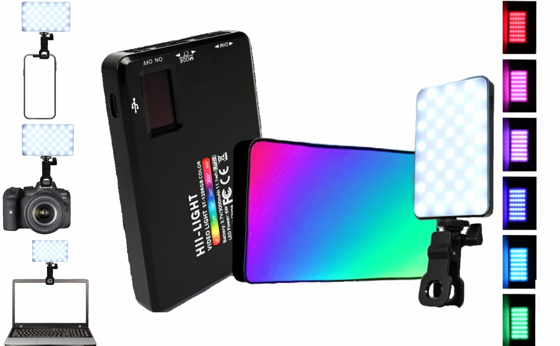 HII-LIGHT LED Portable Video Light ST-120RGB Colour Selfie Light, 20 ...