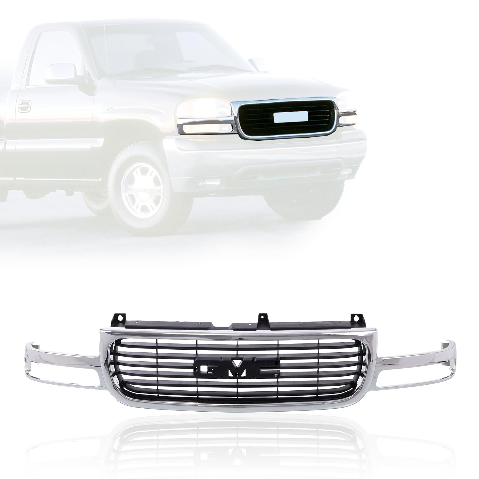 Amazon.com: CarPartsDepot Front Grille Grill Chrome Frame Black Insert ...