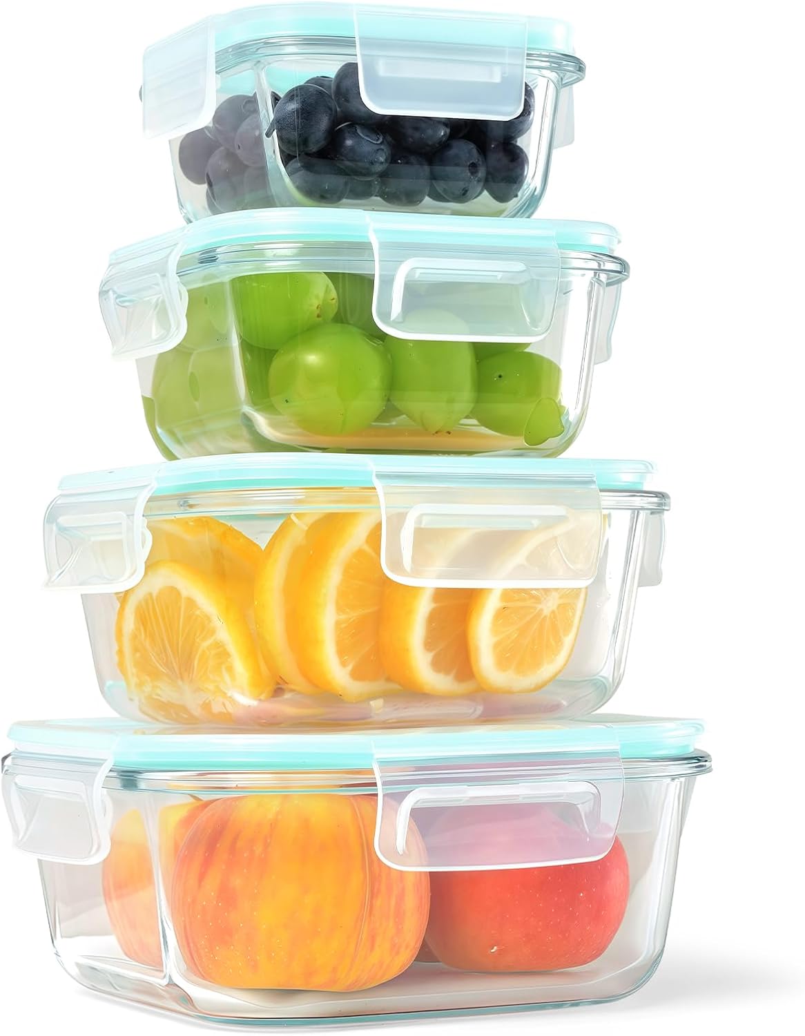 Amazon.com: HOUSLUX 4 Pieces Glass Storage Containers with Lids, Glass ...