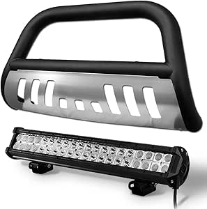 Amazon.com: Matte Black Bull Bar Brush Push Front Bumper Grill Grille ...