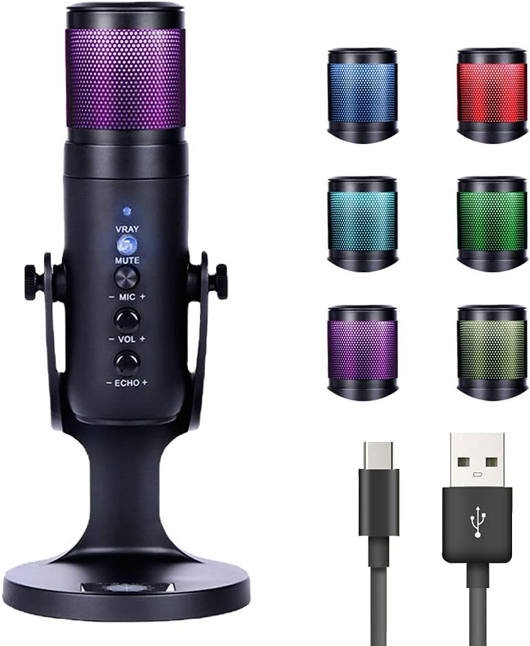 Gaming Mikrofon PC RGB, COCONISE, für Streaming Podcast Studio, USB ...
