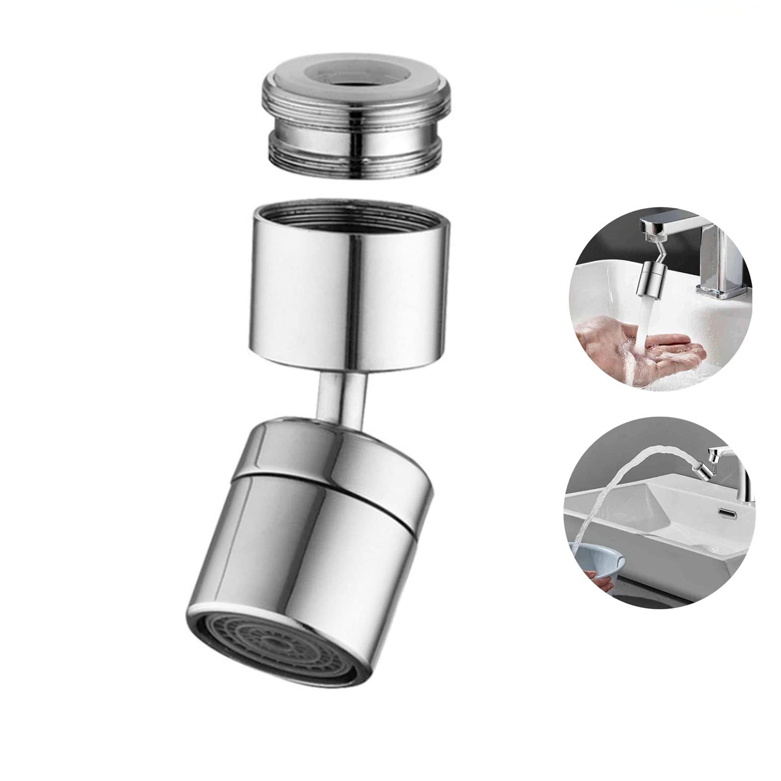 Dual Function Kitchen Bathroom Sink Tap Aerator 360 Swivel Tap ...