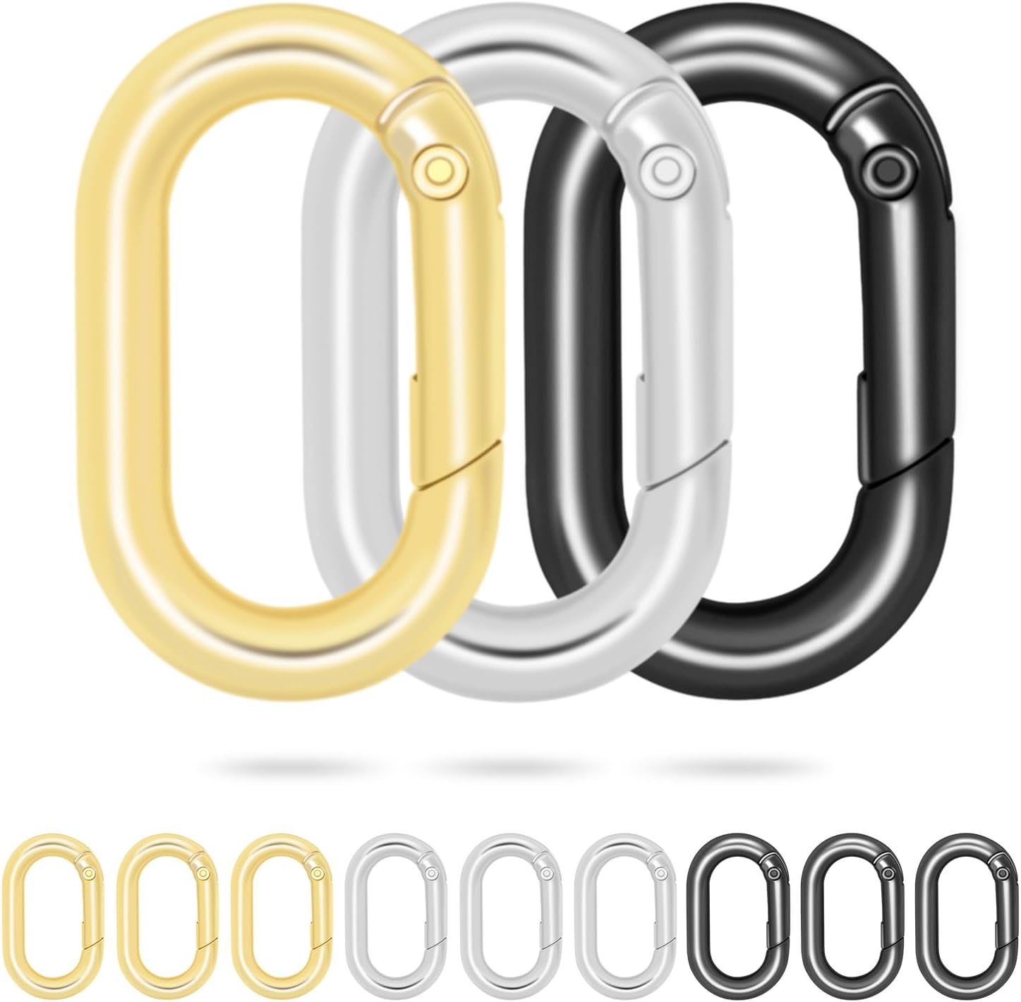 Amazon.com: 12Pack 1 Inch Small Oval Keyring, Metal Tiny Carabiner ...