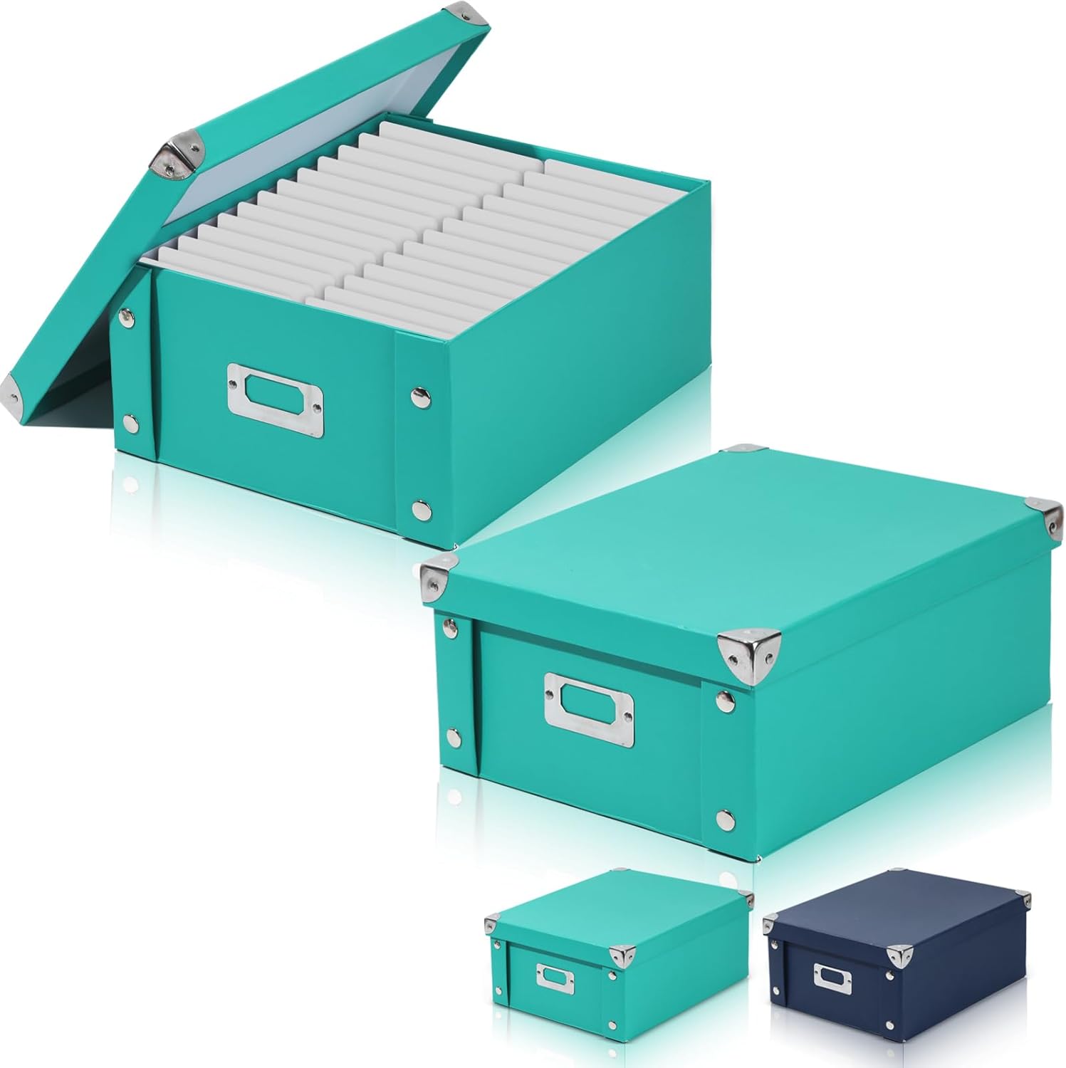 Amazon.com: 2 Pcs 12"x10"x5" Checks Storage Box with Lid Document Boxes ...