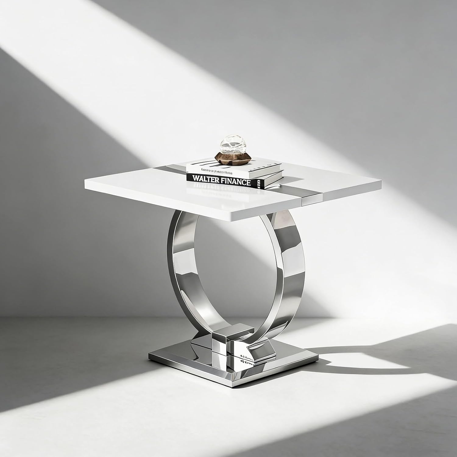 Amazon.com: Asday 23.6" White and Silver End Table, Modern Side Table ...