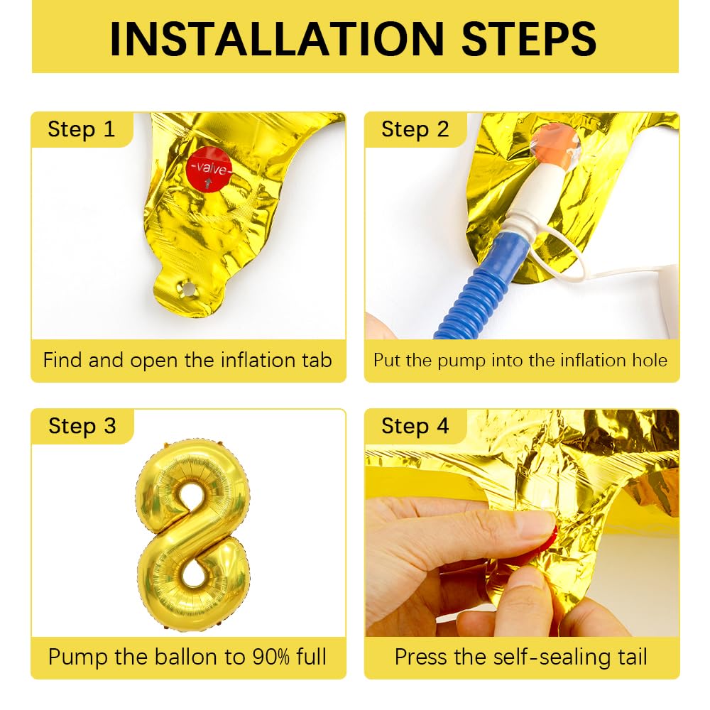 Snapklik.com : Number 8 Balloon 40 Inch Gold 8 Balloon Number 8 Helium ...