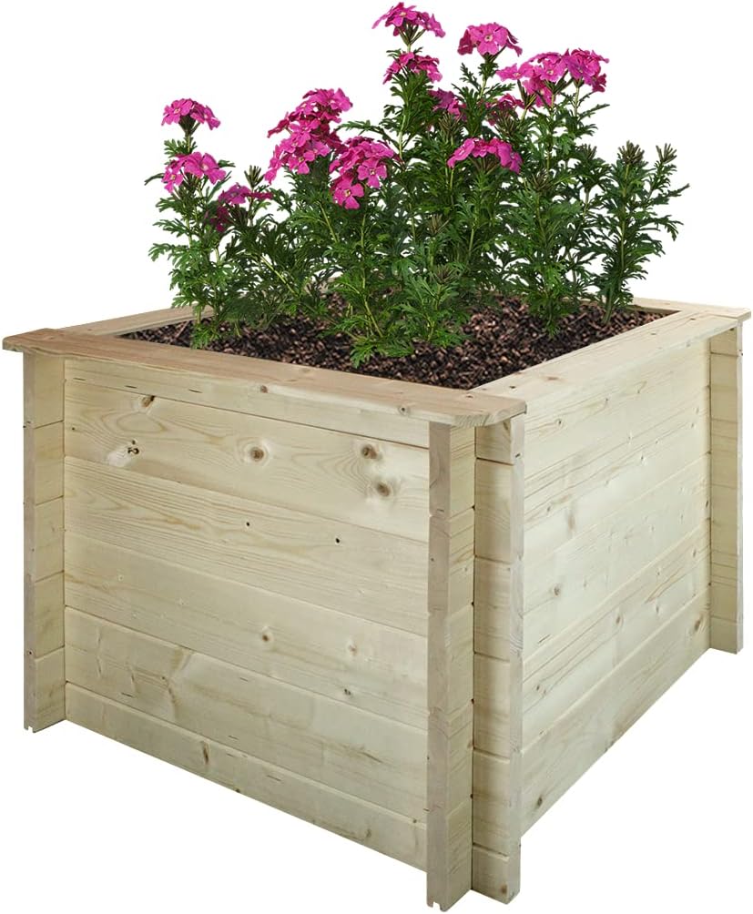 TIMBELA Hochbeet Holz - 78x78xH57 cm - Hochbeete für Garten ...