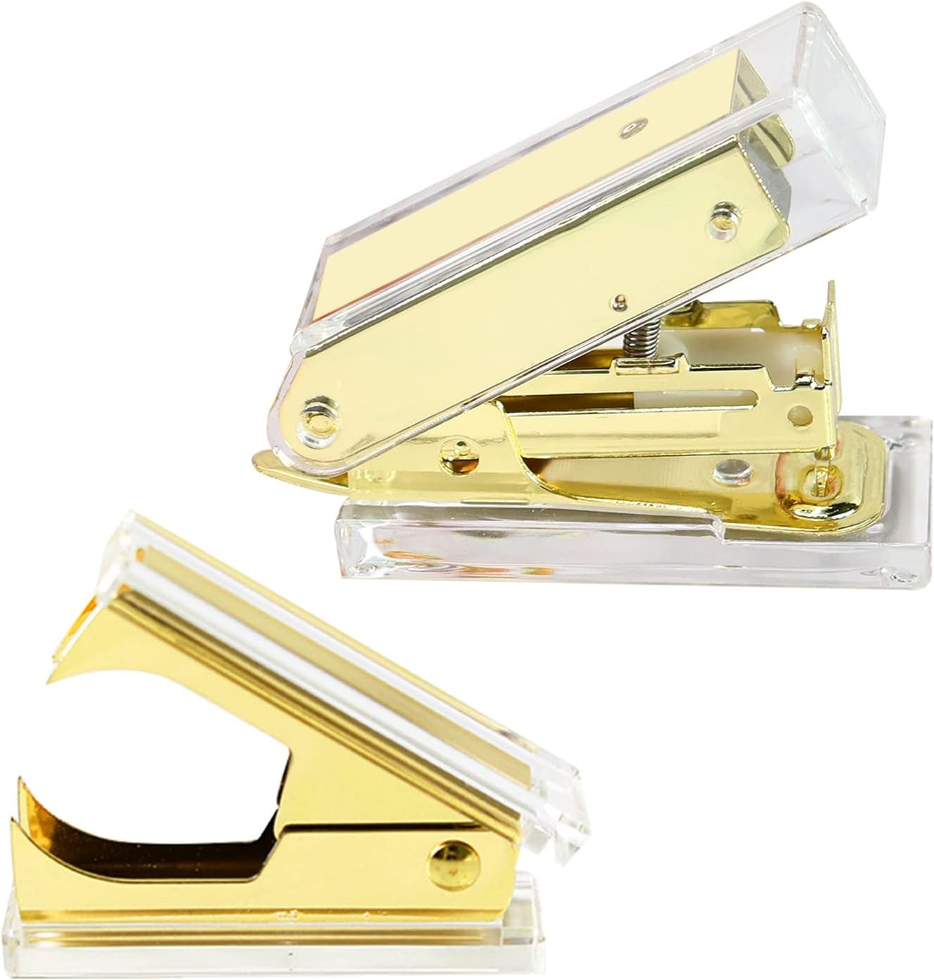 Amazon.com : Rose Gold Mini Stapler Clear Acrylic Body Desktop Manual ...