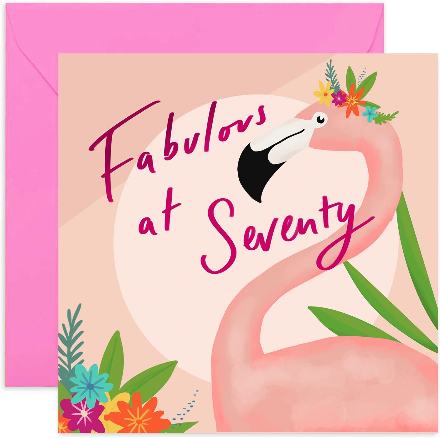 Old English Co. Pink Flamingo 70th Birthday Card - Seventieth Birthday ...