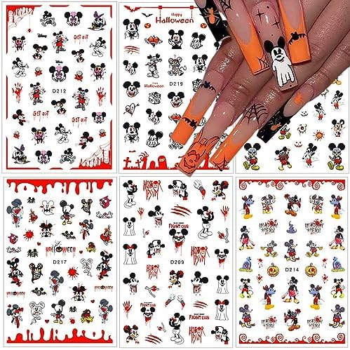 Amazon.com: 6 Sheets Cute Nail Stickers Decals Cartoon Nail Art ...