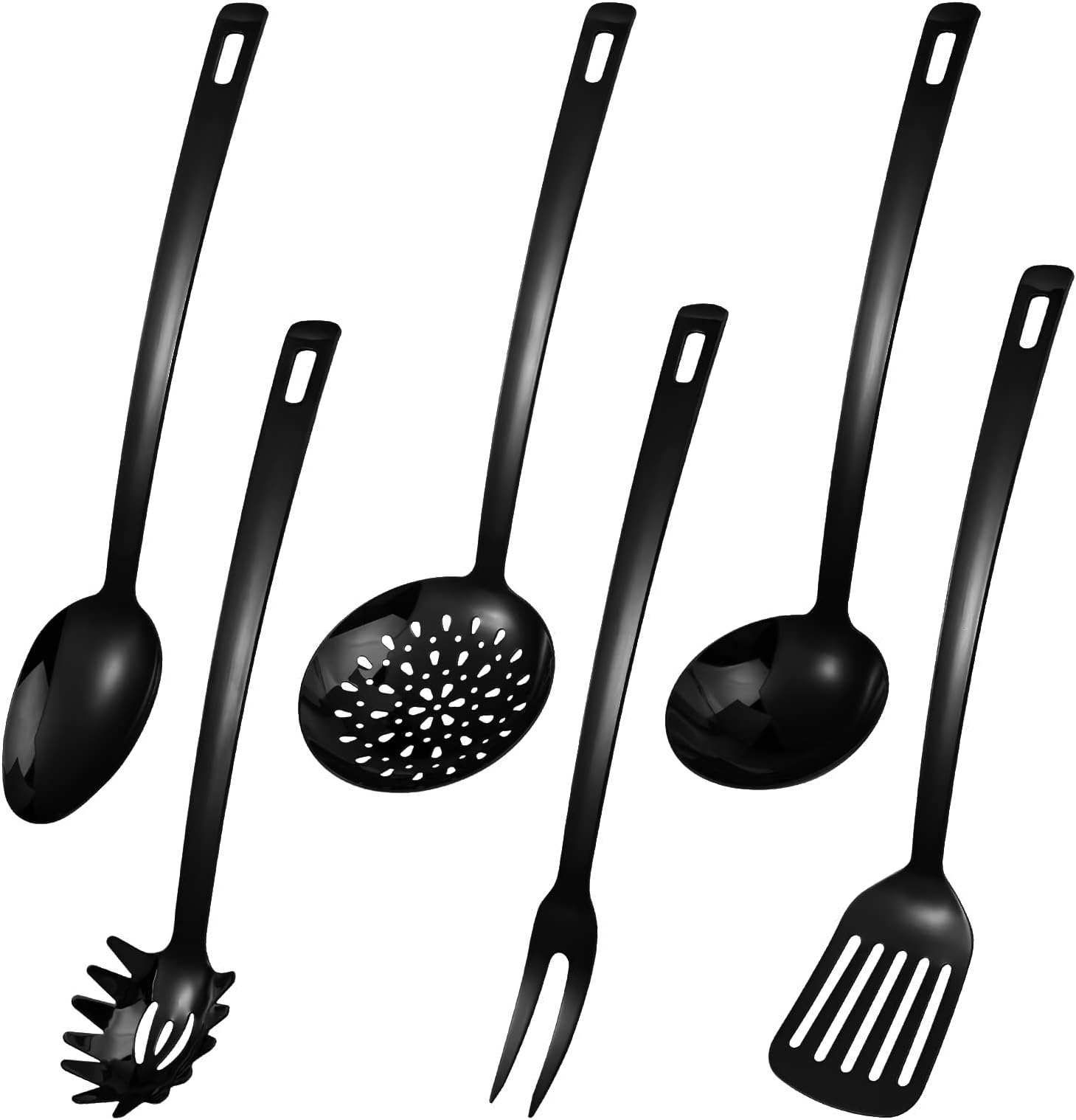 Amazon.com: 6 Pcs Large Black Stainless Steel Cooking Utensils Set ...