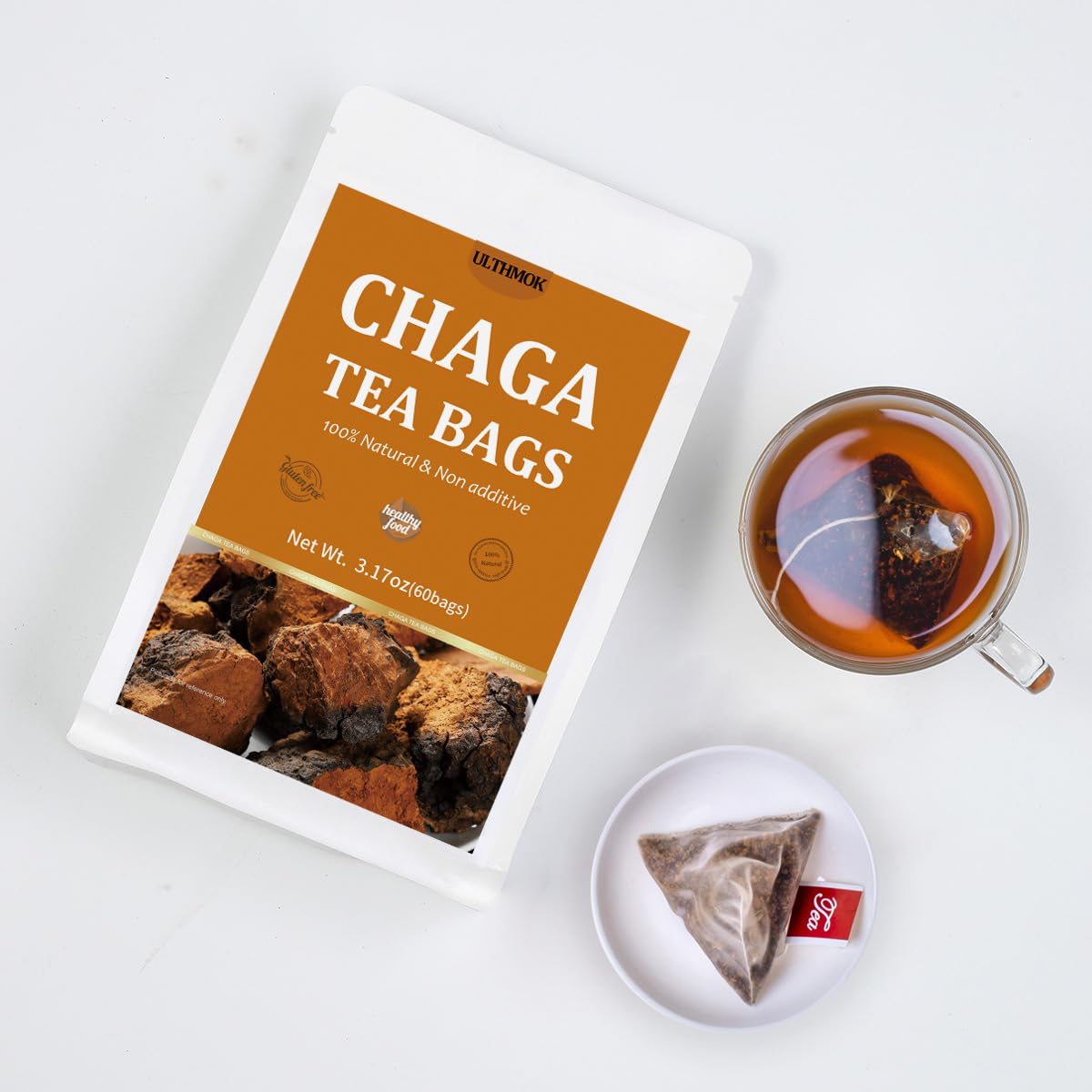 Bolsas de té de hongos Chaga premium, 60 bolsas de té. Té Chaga 100% de ...
