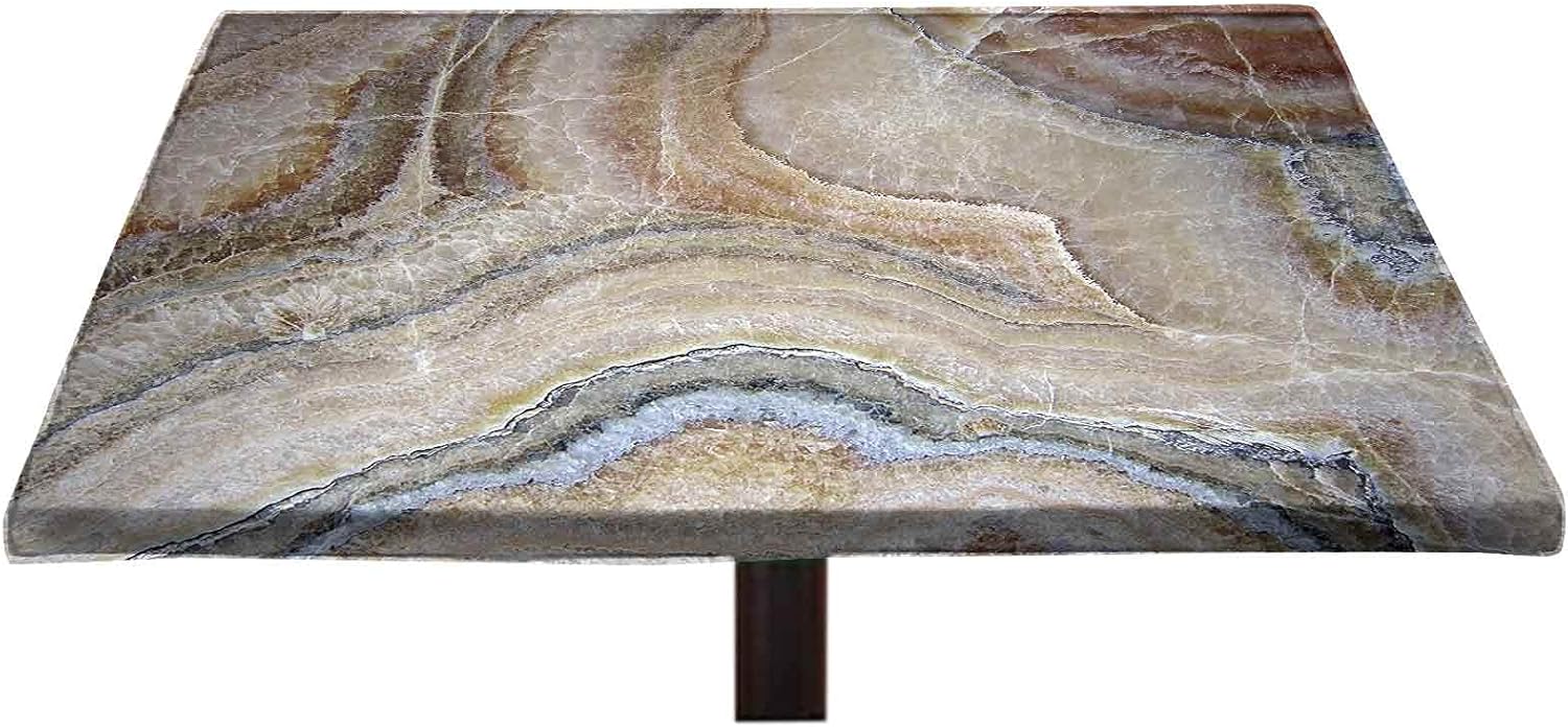 Amazon.com: Lyzelre Marble Elastic Edged Polyester Fitted Table Cover ...