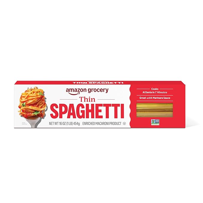 Amazon.com : Amazon Grocery, Thin Spaghetti Pasta, 16 Oz : Grocery ...