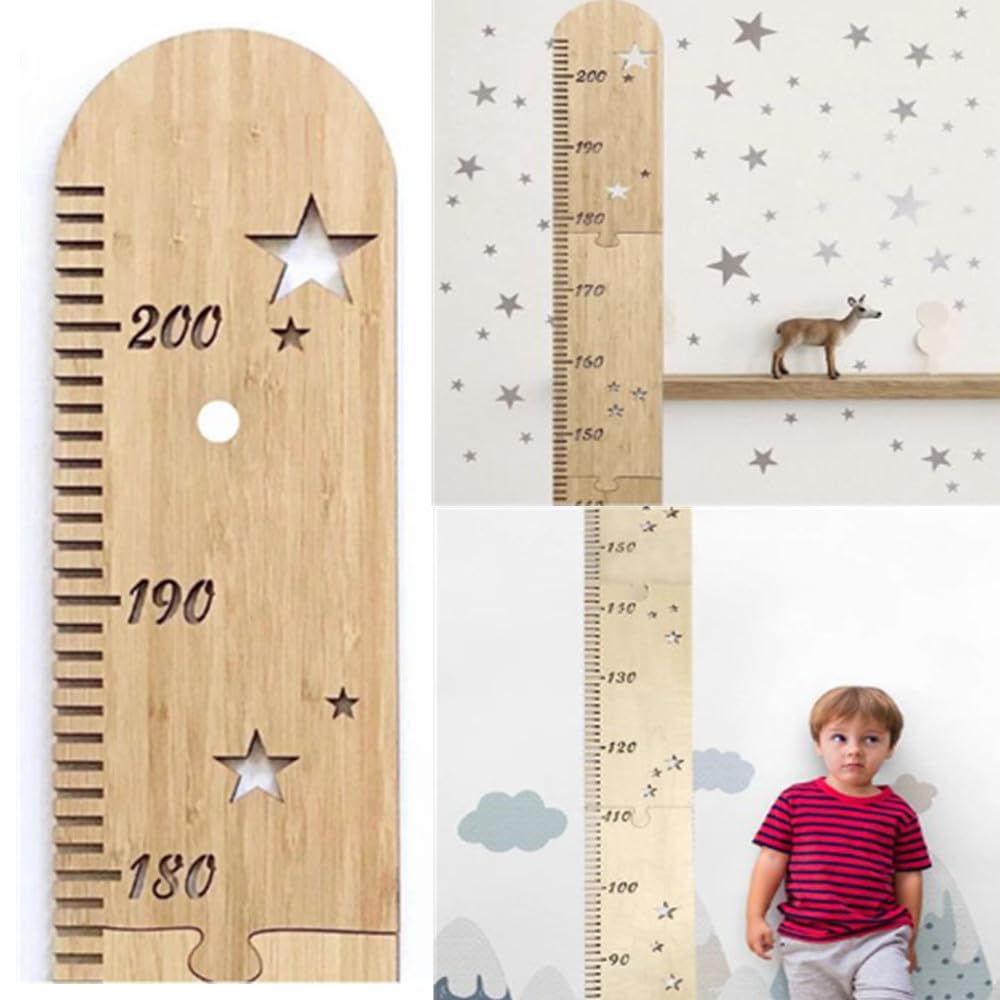 1 Set Measuring Wooden Ruler, Splicing Wooden Star Growth Measuring ...