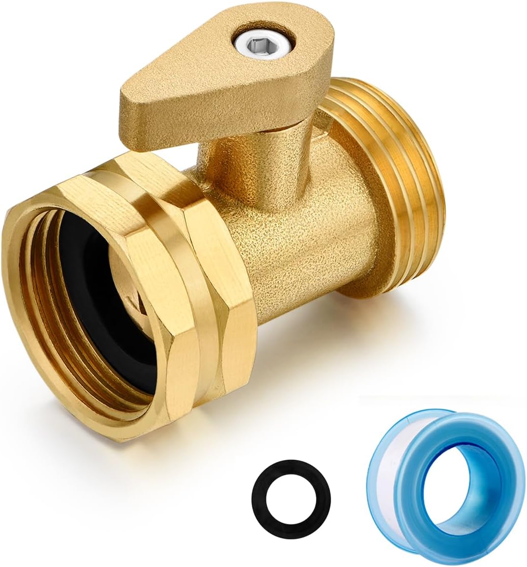 Amazon.com : 3/4" Brass Garden Hose Shut Off Valve,1-Way Restricted ...