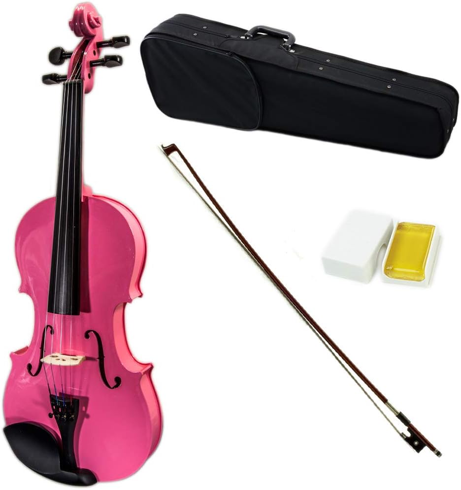 Amazon.com: Sky Full Size VN202 Pink Violin with Brazilwood Bow and ...