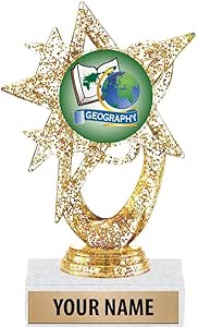 Amazon.com : 5.5" Gold Glitter Geography Trophies, Custom Astral Star ...