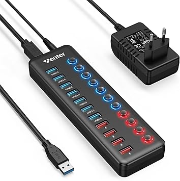 USB Hub mit Netzteil 36W, WENTER 11 in 1 USB Hub Aktiv 3.0, USB Hubs ...