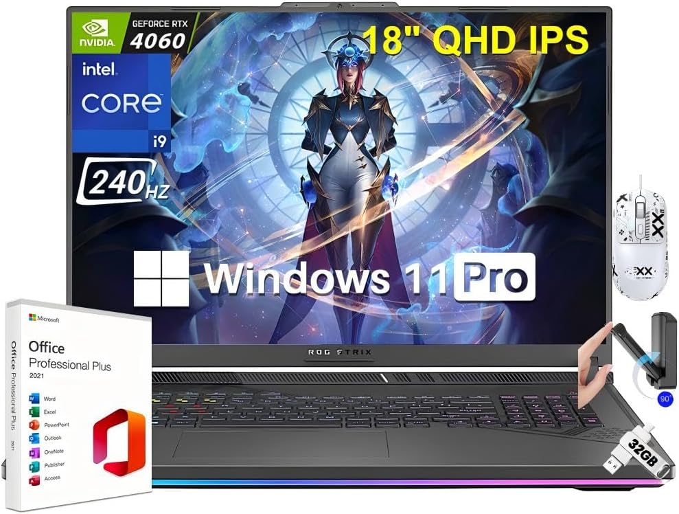 Amazon.com: ASUS ROG Strix G18 18" 240Hz QHD Gaming Laptop, 14th Gen Intel 24-Core i9 14900HX ...