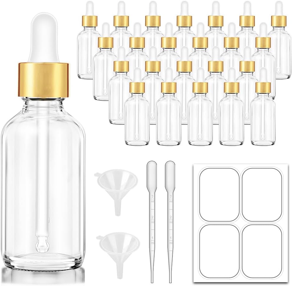 Amazon.com: Nevlers 48 PK Clear Oil Dropper Bottles 2 oz |The Small ...
