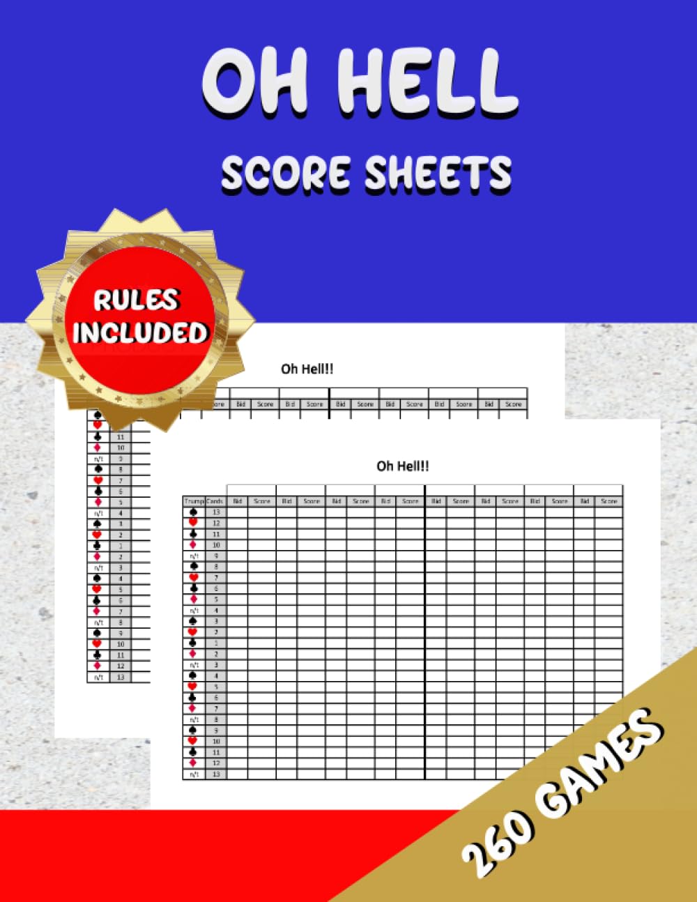 Oh Hell Card Game Score Sheets – Also Called Oh Shit - Large Size ...