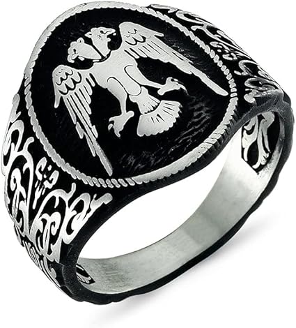Solid 925 Sterling Silver Seljuk State Symbol Double Headed Eagle Motif ...