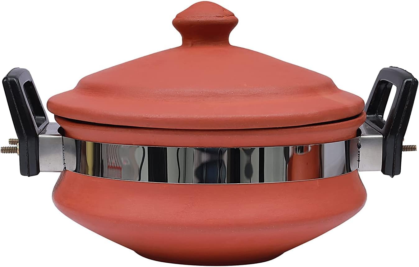 Clay Kadai Clay Donga Set with Mitti lid Handle/Curd Pot/Biryani Handi ...
