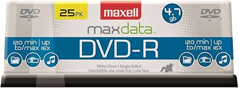 Amazon.com: Maxell Dvd-R Recordable Disc, 4.7 Gb, 16x, Spindle, Gold ...