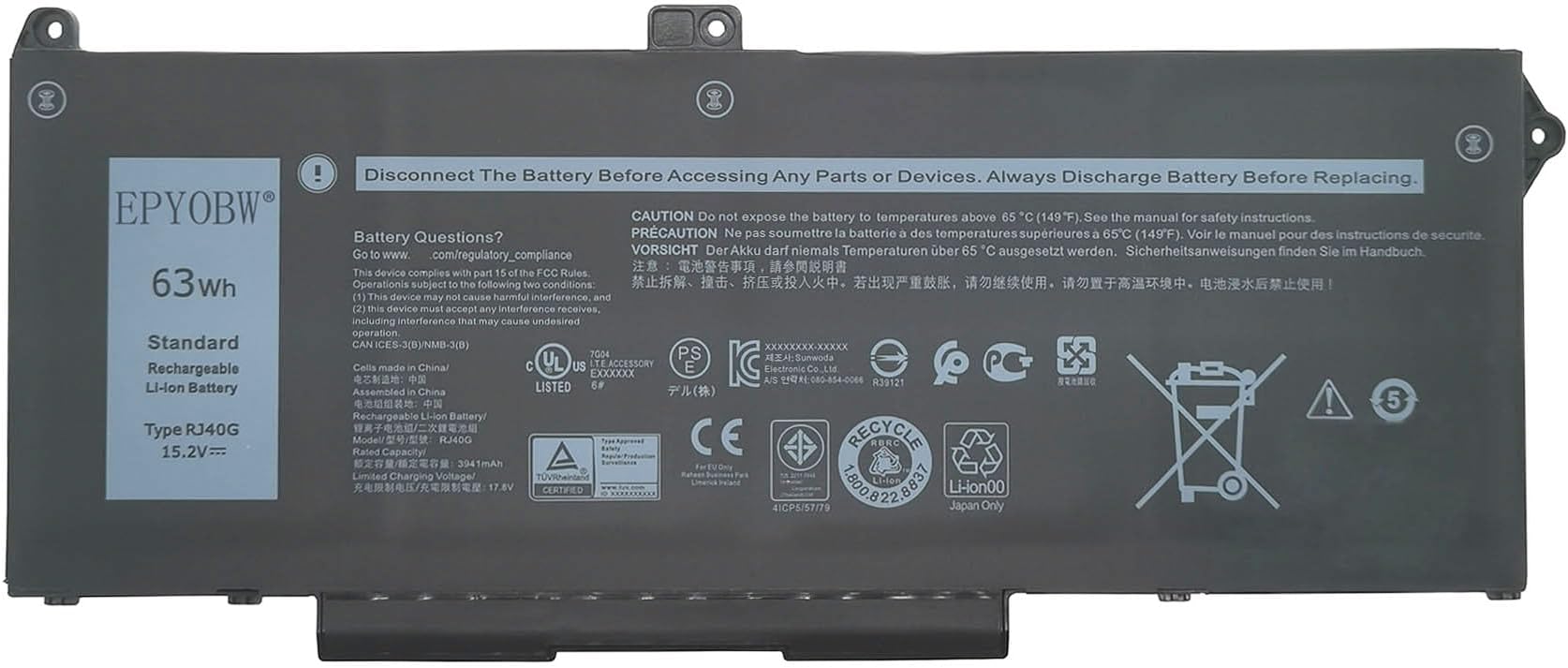 Amazon.com: M69D0 078FWY 293F1 Laptop Battery for Dell Latitude 5530 ...