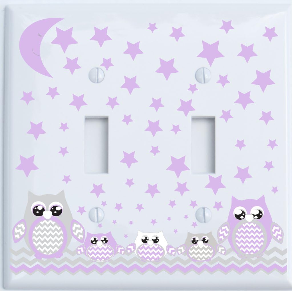 Grey and Purple Owl Light Switch Plate Covers/Single Toggle/Owl Nursery ...